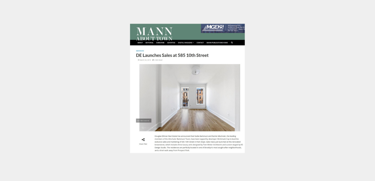Mann About Town: DE Launches Sales at 585 10th Street / Tom Winter ...